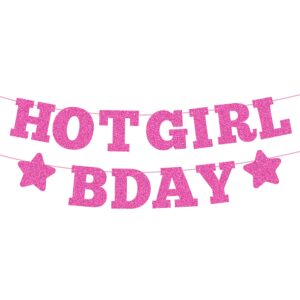 hot girl glitter birthday banner - hot pink, funny birthday party decorations, photo backdrop, pink 21st birthday decorations, 18th birthday decor, birthday gift for her, sweet 16 birthday banner