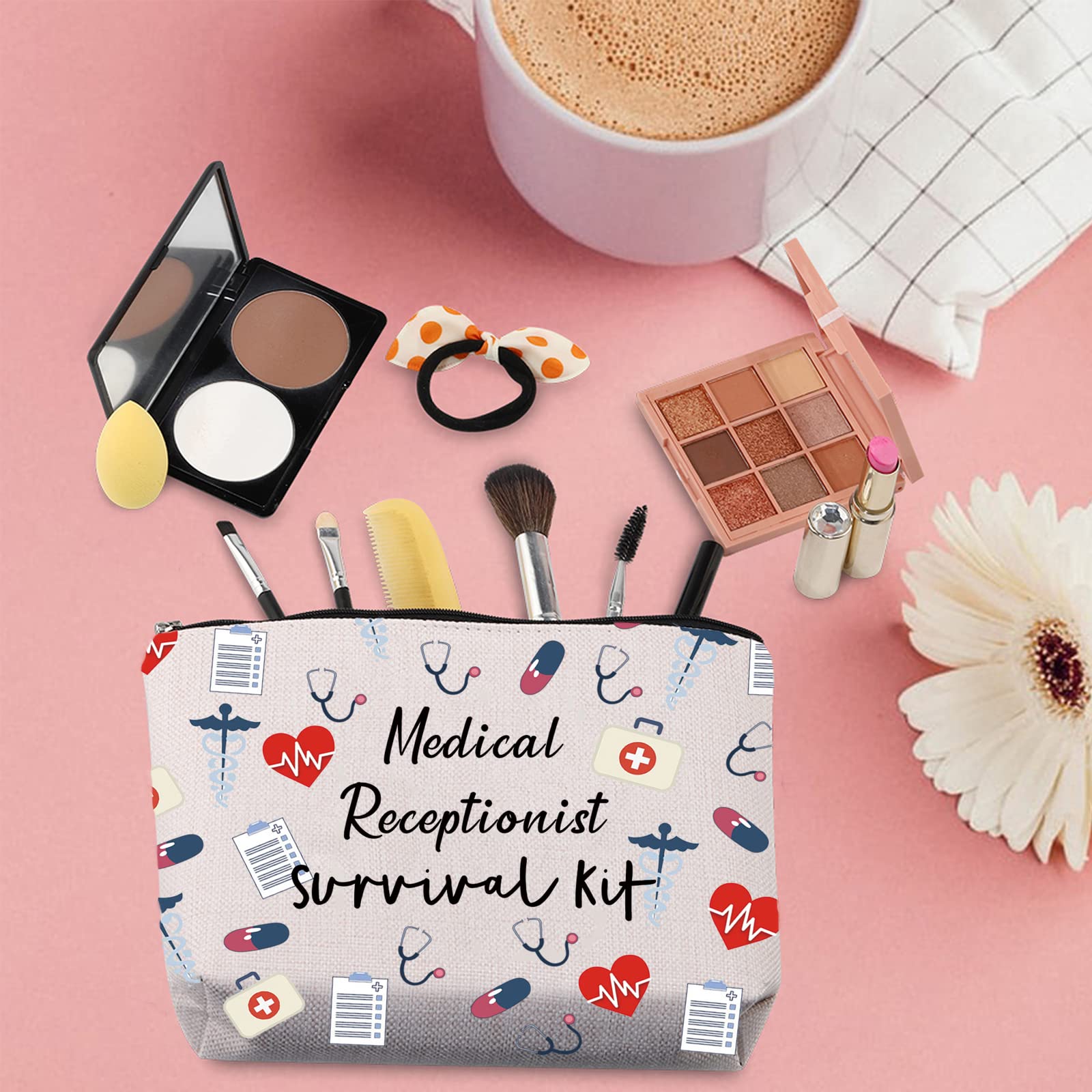 TSOTMO Medical Receptionist Gift Doctor Nurse Gift Healthcare Gift Medical Assistant Zipper Pouch Gift Medical Staff Gift Medical Appreciation Gift (Medical Recep)