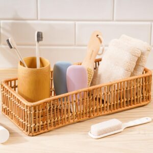 Xavia Handicrafts Rattan Woven Bathroom Organizers and Storage | Woven Over Toilet Paper Holder for Bathroom Countertop Organizing | Diaper Caddy Accessories for Bathroom Shelves Over Toilet