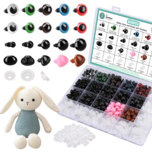 junreox 820pcs safety eyes for amigurumi- premium safety eyes and noses for crochet animals, assorted size crochet eyes with washers for dolls plushies toys, safety eyes for stuffed animals teddy bear