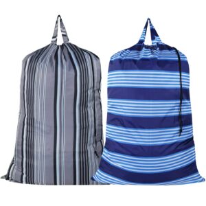 maibgalh laundry bag with handles and drawstring closure, laundry bags extra large heavy duty, laundry room and dorm room essentials, suitable for travel and outdoors, grey and blue 2 pack.