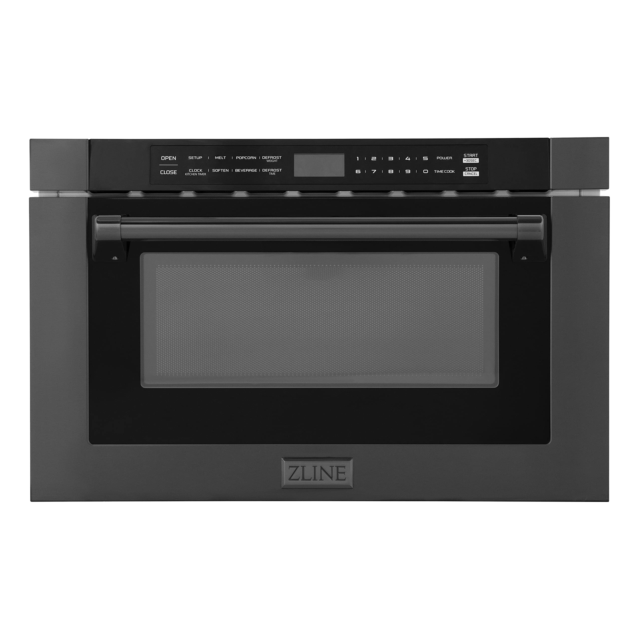 ZLINE 24" 1.2 cu. ft. Built-in Microwave Drawer with a Traditional Handle in Black Stainless Steel