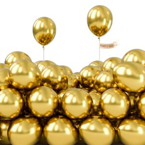 partywoo metallic gold balloons, 120 pcs 5 inch gold metallic balloons, gold balloons for balloon garland or balloon arch as party decorations, birthday decorations, baby shower decorations, gold-g101