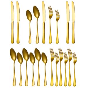 sutetlw 20 pcs kitchen cutlery set - stainless steel flatware for 4 dishwasher safe kitchen tableware ware include 4pcs spoon,4pcs fork,4pcs knife,4pcs dessert fork,4pcs teaspoon (rainbow)