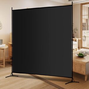 carivia single large panel room divider, 6 ft tall privacy screen room divider,freestanding room partition wall divider,lightweight room divider screen for home office,69''w x 70''h, black