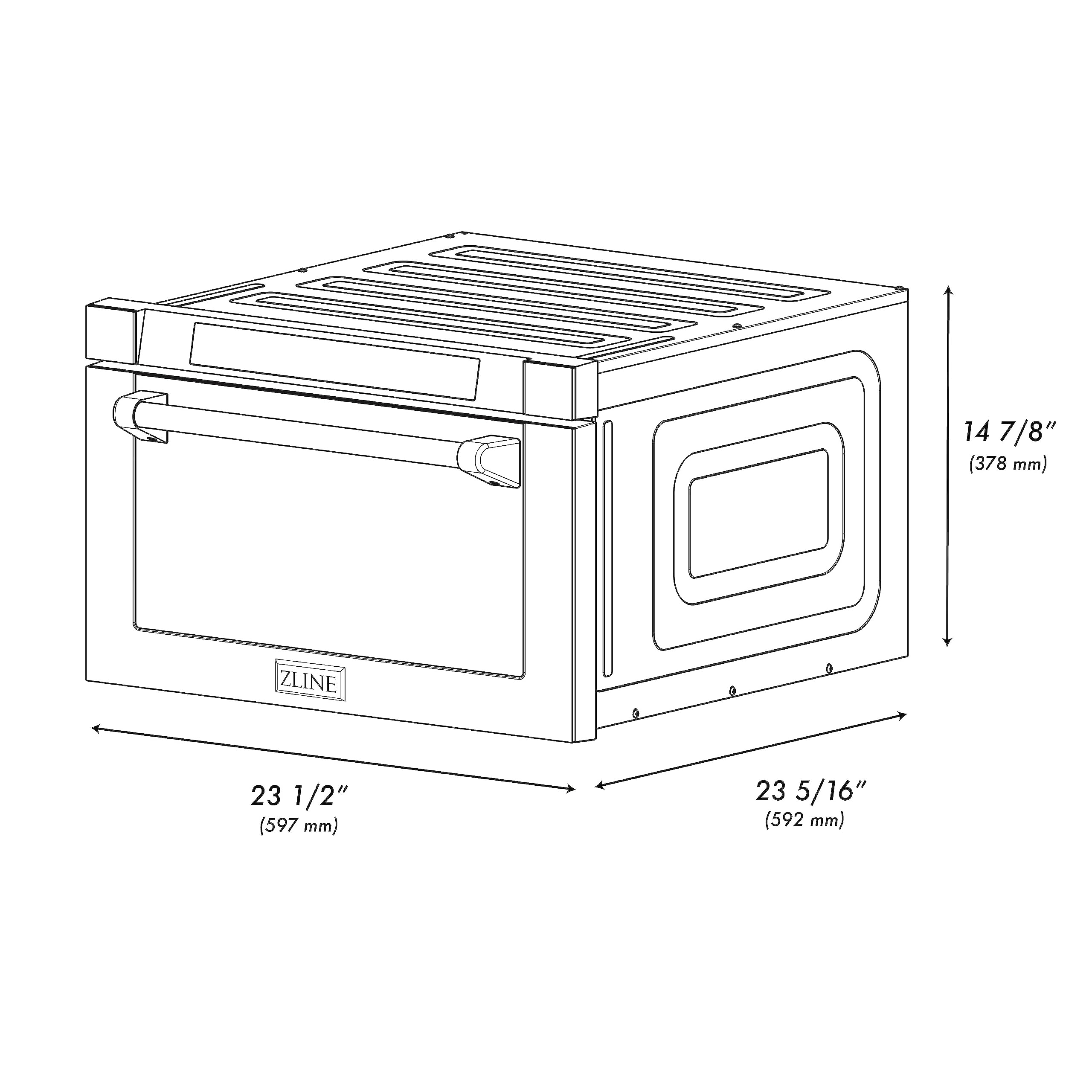 ZLINE 24" 1.2 cu. ft. Built-in Microwave Drawer with a Traditional Handle in Black Stainless Steel