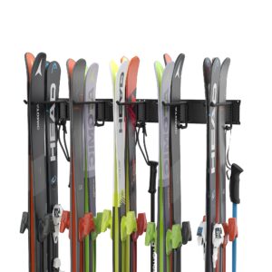 ultrawall ski rack, wall mounted ski storage for garage storage organizer system, 10 pairs of skis holder for home shed, holds up to 300lbs