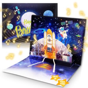 bykooo birthday card, musical pop up cards w light, birthday cards w cool sound effects and, celebrate birthdays, graduations, weddings & promotions w congrats, greeting card w/congrats text on cover