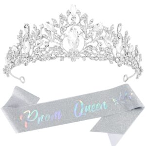 velscrun prom queen sash silver crowns tiara shiny satin for adults halloween cosplay favors prom decorations for party prom hair accessories graduation party decorations graduation party supplies