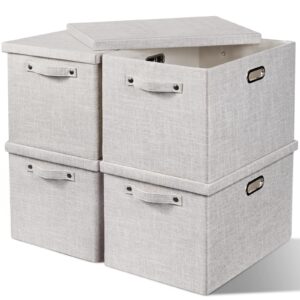 4x24l storage bins with lids for organizing- decorative storage boxes with lids fabric closet storage bin for clothes linen storage organizer storage boxes baskets bedroom storage and organization