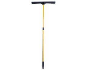 pet hair remover broom - floor, tile, carpet, multi-surface squeegee rubber broom, 12 inch broom head, orange