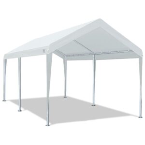 advance outdoor adjustable 10x20 ft heavy duty carports car canopy garage boat shelter party tent, adjustable height from 9.5 ft to 11 ft, white