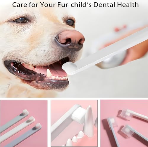 LINGXIYA Pet Dog Toothbrush, Extra Soft Dog & Cat Toothbrushes Dental Cleaning Brushes for Puppy Small Dog and Cat Dogs Teeth Dental Health 2 Pack Kit (White/Green)