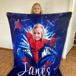 ROYAMS Kids Superhero Blanket Custom Blanket for Boys Personalized Super Hero Blanket with Photo and Name