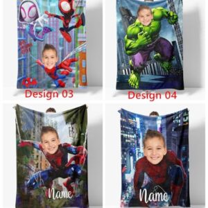 ROYAMS Kids Superhero Blanket Custom Blanket for Boys Personalized Super Hero Blanket with Photo and Name