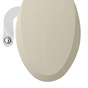 bio bidet by bemis 1500ec toilet seat with perfect fit, fresh water spray, non-electric, easy to install bidet, elongated, almond