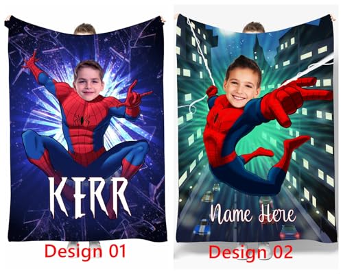 ROYAMS Kids Superhero Blanket Custom Blanket for Boys Personalized Super Hero Blanket with Photo and Name