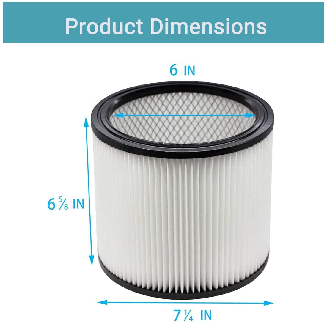 2 Pack Replacement Filter Compatible with Shop Vac 90304 90333 90350, Reusable and Washable Cartridge Filters Fits Most 5 Gallon and above Wet/Dry Vacuums