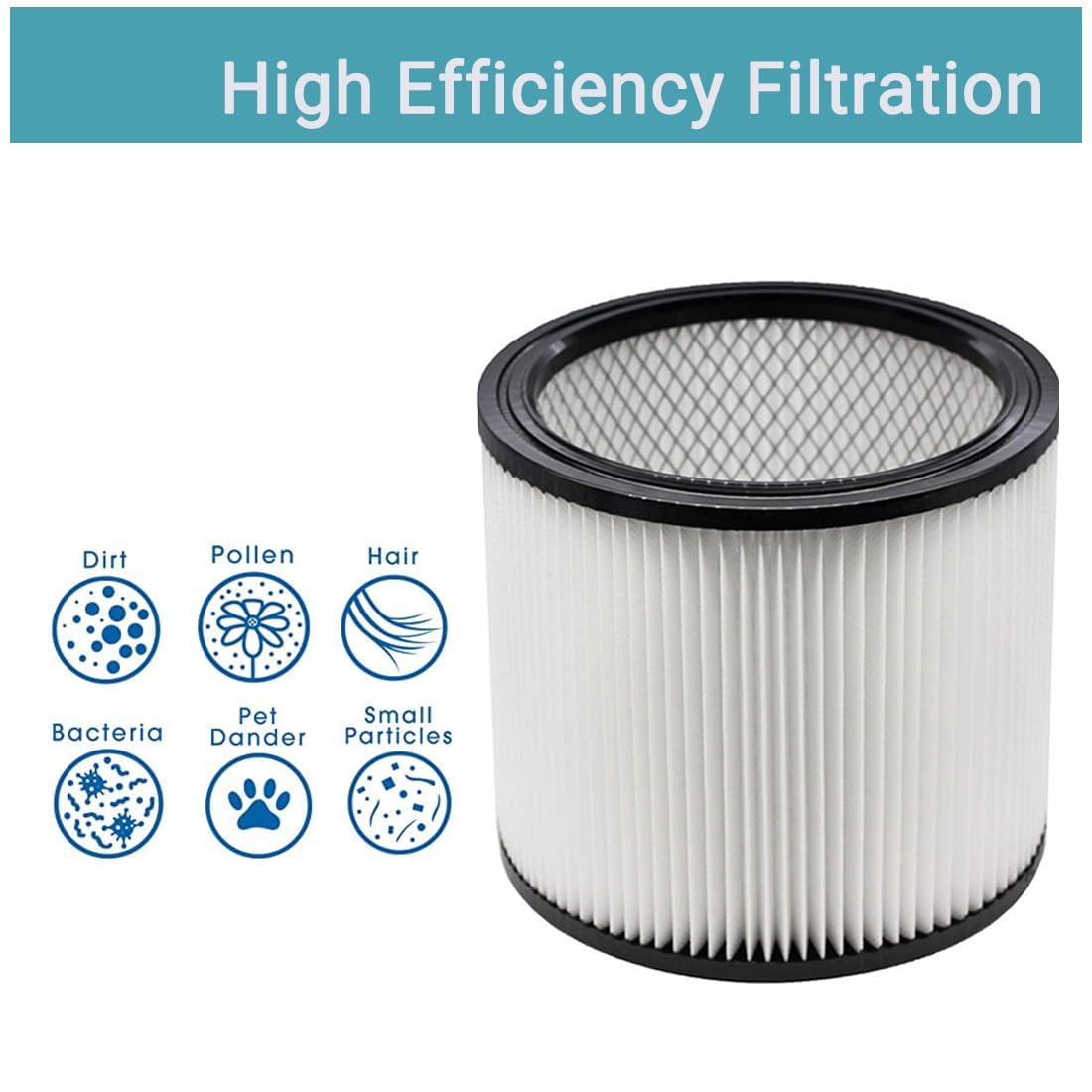 2 Pack Replacement Filter Compatible with Shop Vac 90304 90333 90350, Reusable and Washable Cartridge Filters Fits Most 5 Gallon and above Wet/Dry Vacuums