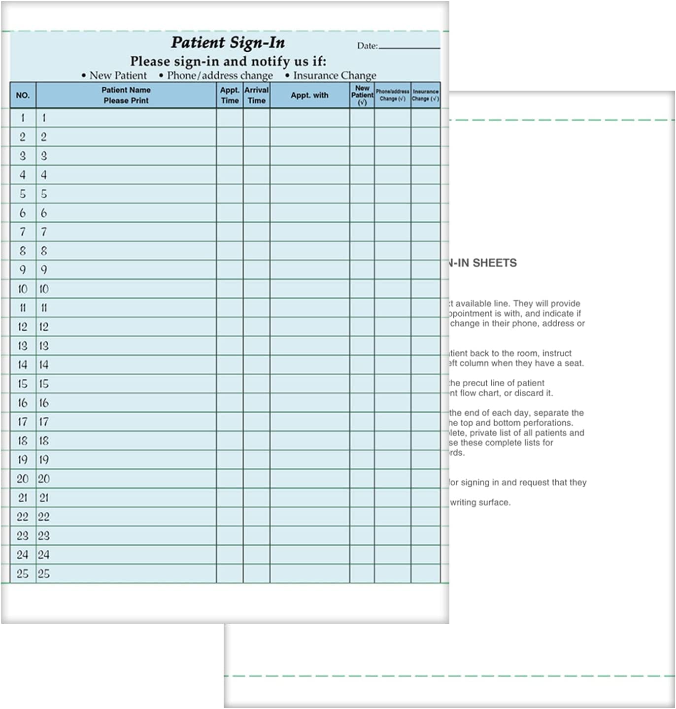 NCR Carbonless 3 Part Patient Sign in Sheets HIPAA Approved and Compliant for Confidentiality in All Medical Offices