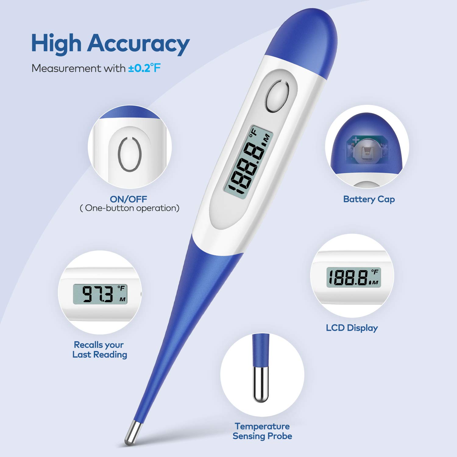 Bundle of Digital Thermometer for Adults, Digital Oral Thermometer