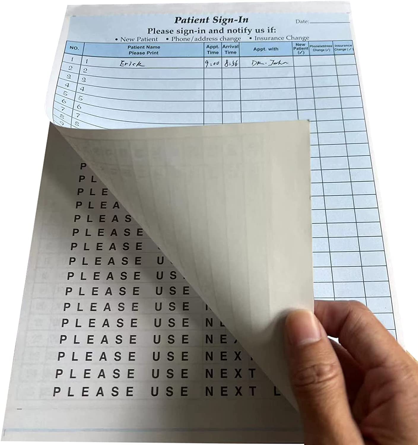 NCR Carbonless 3 Part Patient Sign in Sheets HIPAA Approved and Compliant for Confidentiality in All Medical Offices