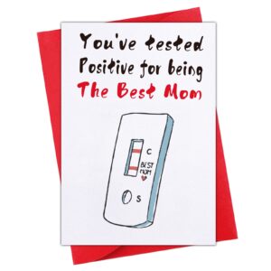 sicohome funny mothers day card from daughter 4"x6" happy mother day card with envelop for mom wife you've tested positive for being the best mom funny greeting gift card for mothers day birthday