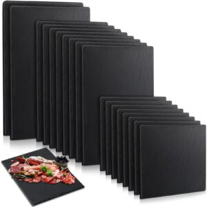 didaey set of 18 slate boards black slate board cheese board serving stone plates sushi slate cheese tray individual slate platter for christmas chalkboard cutting food cake fruit meat(square)