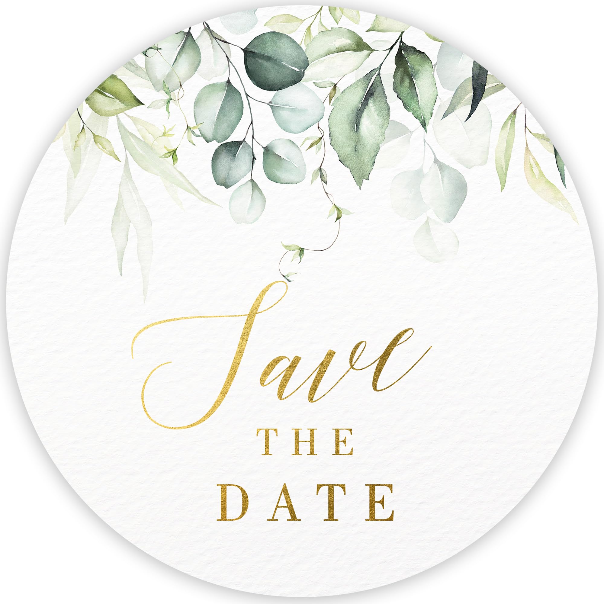 Mobiusea Creation Greenery Save The Date Stickers for Envelopes | 1.4 inch | Gold Foil | 108pcs Waterproof Invitation Stickers for Wedding, Bridal Shower, Birthday, Baby Shower