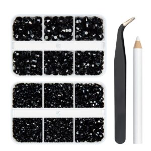 qiipii 3060pcs black resin flatback rhinestones for crafts pure black flatback jelly rhinestones 2mm 3mm 4mm 5mm 6mm non hotfix dark black gems stones diamonds for tumblers mugs bottles diy crafts