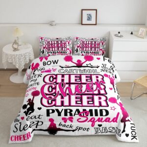 gymnastics lovers girls comforter set full size,cheerleader silhouette bedding set for kids teens woman,plaid patchwork quilt set cheerleader gift,cheerleading quotes duvet insert with 2 pillowcases