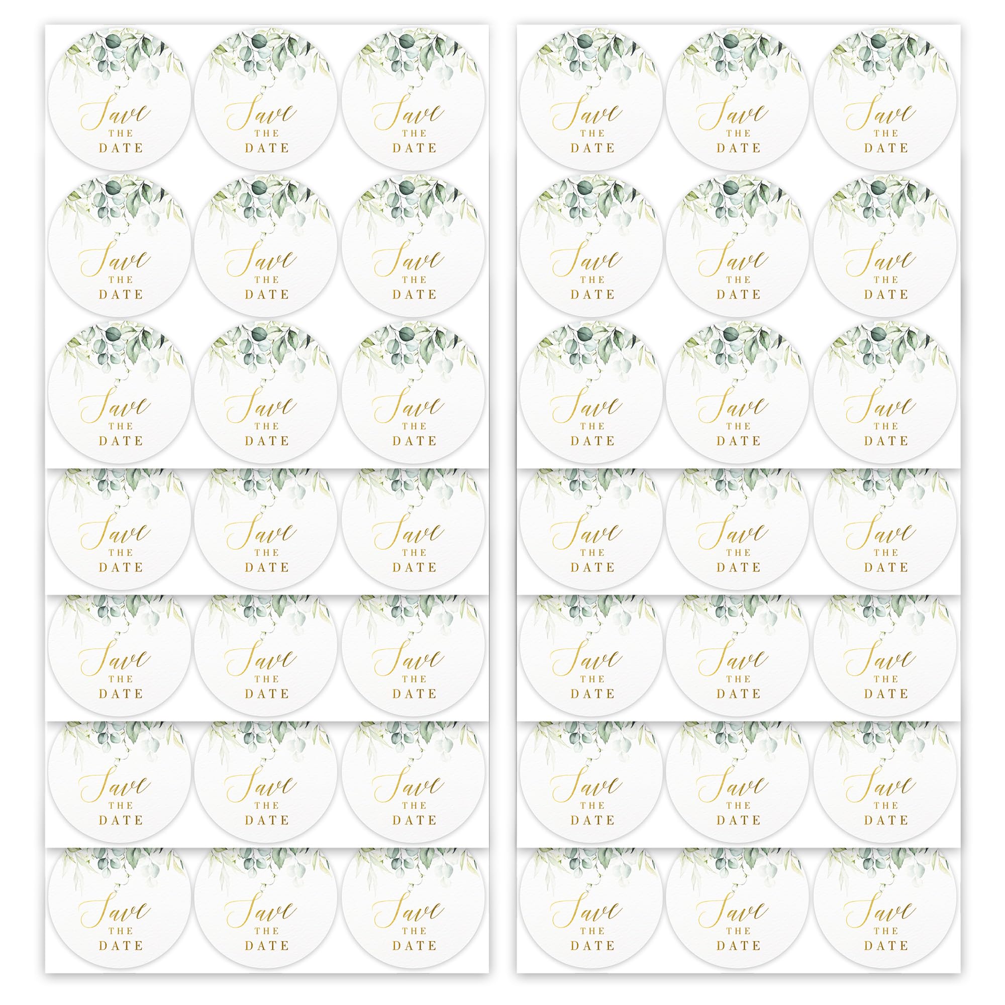 Mobiusea Creation Greenery Save The Date Stickers for Envelopes | 1.4 inch | Gold Foil | 108pcs Waterproof Invitation Stickers for Wedding, Bridal Shower, Birthday, Baby Shower