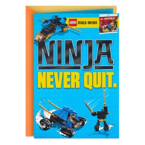 hallmark birthday card for kids with legos (ninjago mini thunder raider building kit, ages 7 and up)