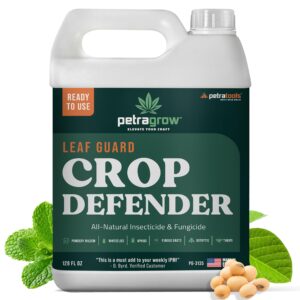 petragrow crop defender leaf guard super ready-to-use pesticide, miticide, plant fungicide, insecticide for indoor plants, spider mite spray, powdery mildew spray for plants, predatory mites - 1 gal