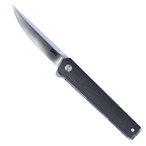 crkt ceo folding pocket knife: folder with liner lock, drop point satin blade, reinforced nylon handle with pocket clip 7095kx