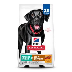 hill's science diet perfect weight & joint support, adult 1-5, large breed weight management & joint support, dry dog food, chicken & brown rice, 25 lb bag