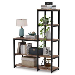 little tree book shelf for bedroom, 5-tier tall bookshelf with 3 display shelves for living room, wooden bookcases modern free standing bookshelves for office