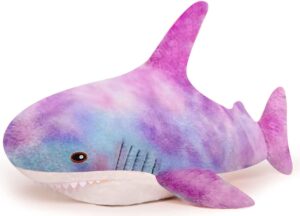 afybl 39.4 inch shark giant stuffed animal toy, wildlife, soft polyester fabric, beautiful shark markings, handcrafted kids huggable pillow for pretend play, travel, nap time (purple)