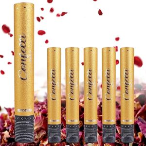 confetti cannon party poppers - biodegradable dried petals poppers for wedding birthday party prank graduation new year celebration christmas eve (gold)