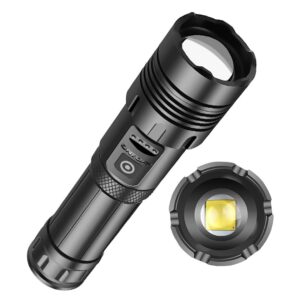 xkravo led handheld flashlights, 1800 lumens 7 light modes with cob work light, super bright rechargeable zoomable waterproof tactical flashlight with battery for emergency, outdoor, home, camping