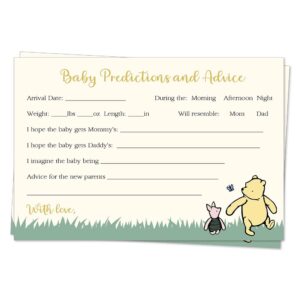 winnie the pooh baby shower predictions for baby and advice and wishes for parents games activities pooh bear piglet cute cartoon vintage nostalgic unisex gender neutral (24 count)