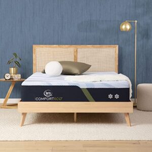 serta - icomforteco f10 medium 12" king smooth top memory foam mattress, cooling, pressure relief, utilizing recycled and plant-based material, 100 night trial, certipur-us certified