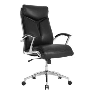 realspace® modern comfort verismo bonded leather high-back executive office chair, black/chrome, bifma compliant