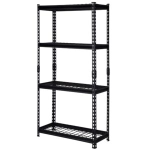 pachira 30" w x 12" d x 60" h adjustable height 4-shelf steel shelving unit utility organizer rack for home, office, and warehouse, black