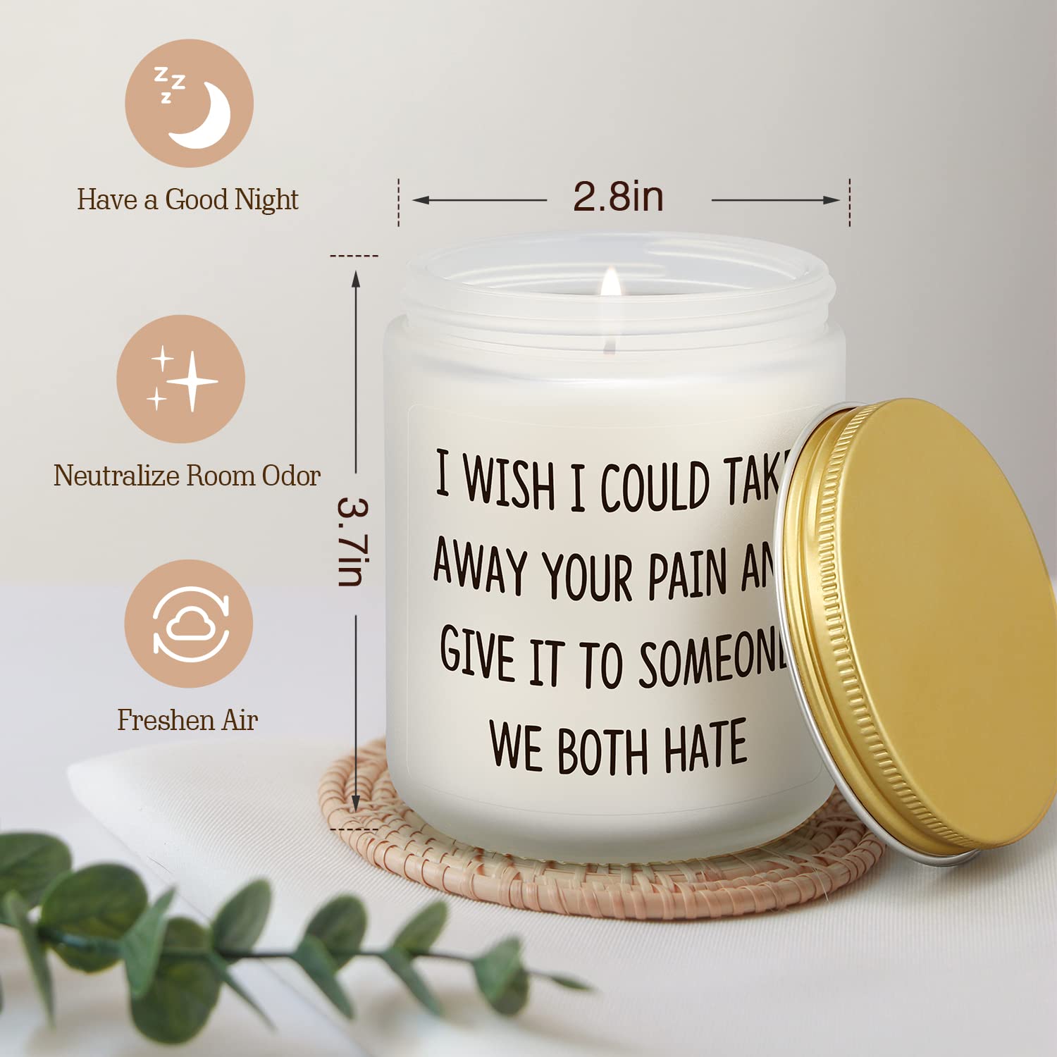 Get Well Soon Gifts for Women Men, Funny Get Well Gifts for Her Him, After Surgery Present, Feel Better Gifts for Mom Sick Friends, Grieving, Divorce, Sorry for Your Loss Gift, Take Your Pain Candle