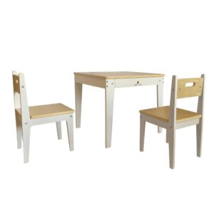 damoch family™ wood kid table and chair set for children aged 2+ for home and montessori school use with several color choices (white+grey)