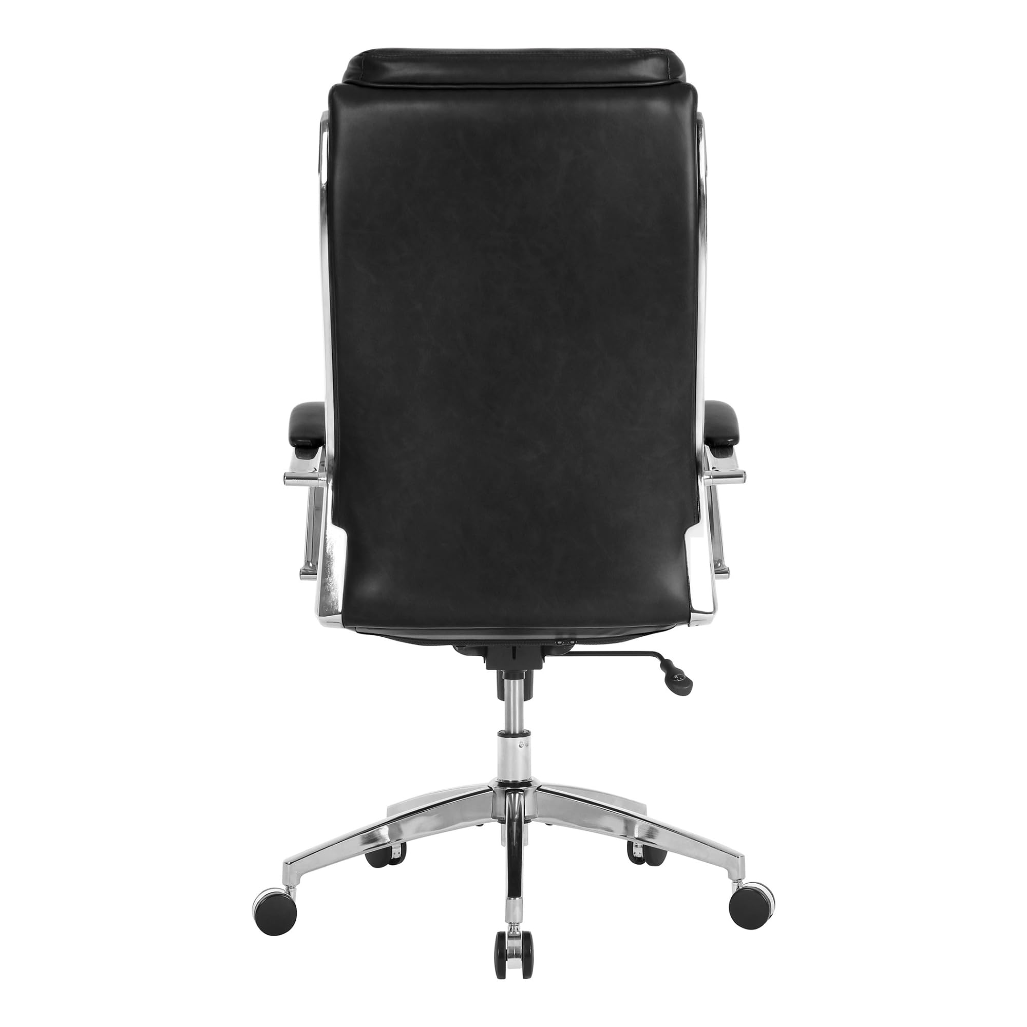 Realspace® Modern Comfort Verismo Bonded Leather High-Back Executive Office Chair, Black/Chrome, BIFMA Compliant