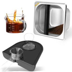 espresso knock box tamp station: knock box espresso coffee knock box espresso knock box and tamp station - espresso machine accessories | with espresso measuring cup, espresso tamping mat tamper mat