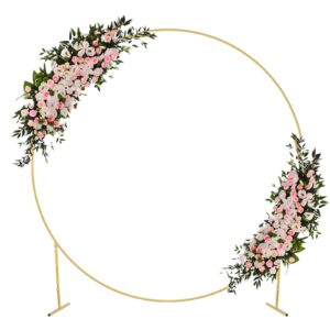 heomu 7.3ft round backdrop stand circle balloon arch stand, metal wedding flower ring arch stand wedding arches for ceremony, birthday party, baby shower, graduation backdrop decoration, gold