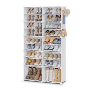 maginels shoe rack,40 pairs shoe organizer,10 tier tall portable shoe storage cubbies cabinet,plastic shoes shelves for entryway,livingroom,bedroom,white